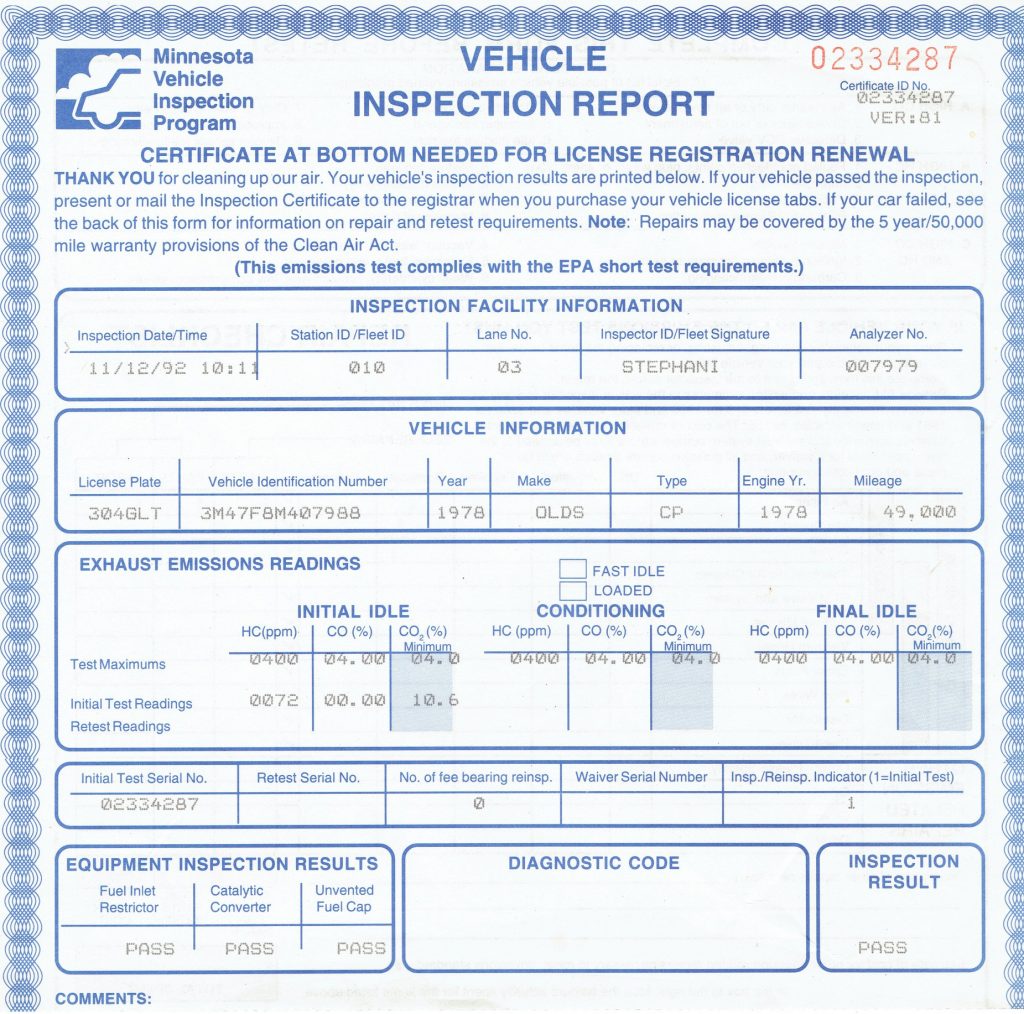 1990s Minnesota Vehicle Inspection Program | CHEAPOLIFE